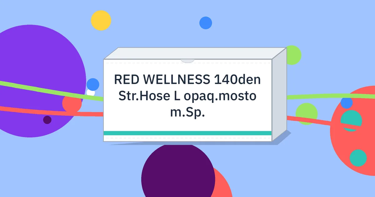 Symbolbild: Packung mit der Aufschrift RED WELLNESS 140den Str.Hose L opaq.mosto m.Sp. (PZN 16176273) – Verfügbarkeit und Bezug in Apotheken in Frankfurt am Main