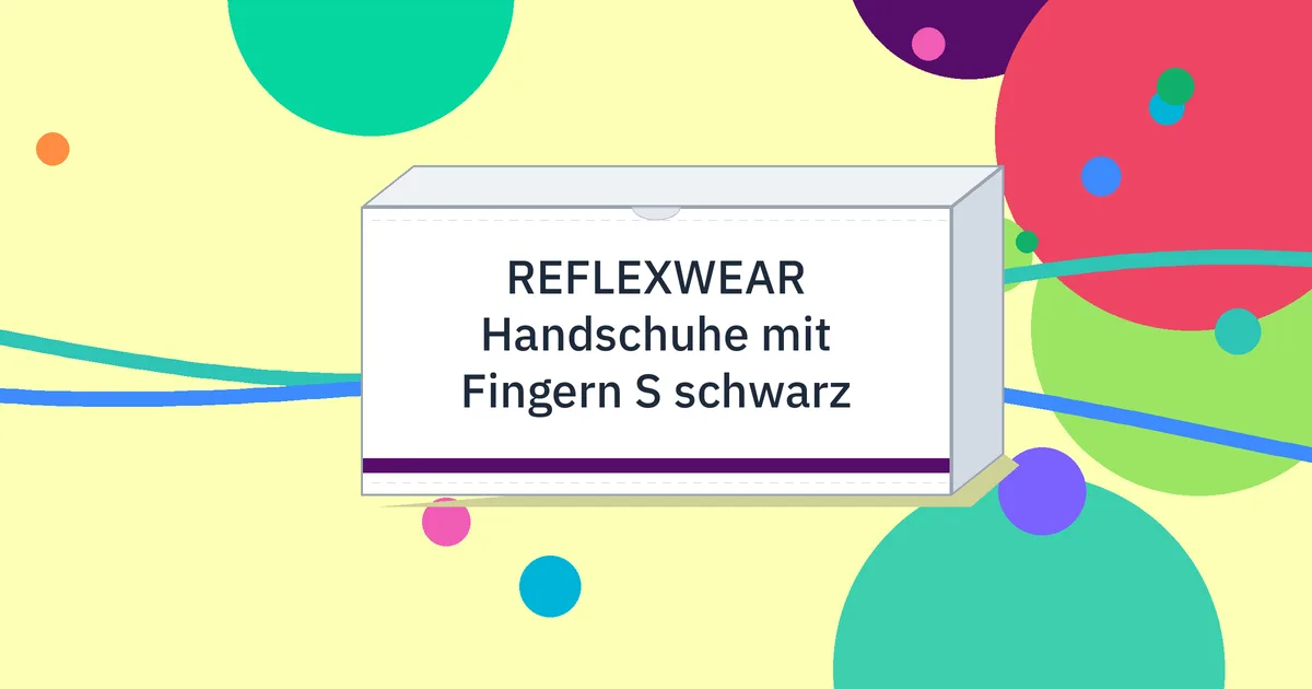 Symbolbild: Packung mit der Aufschrift REFLEXWEAR Handschuhe mit Fingern S schwarz (PZN 15736209) – Verfügbarkeit und Bezug in Apotheken in Frankfurt am Main