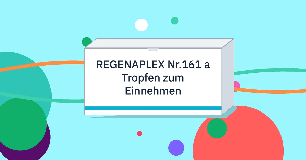 Symbolbild: Packung mit der Aufschrift REGENAPLEX Nr.161 a Tropfen zum Einnehmen (PZN 07137570) – Verfügbarkeit und Bezug in Apotheken in Frankfurt am Main