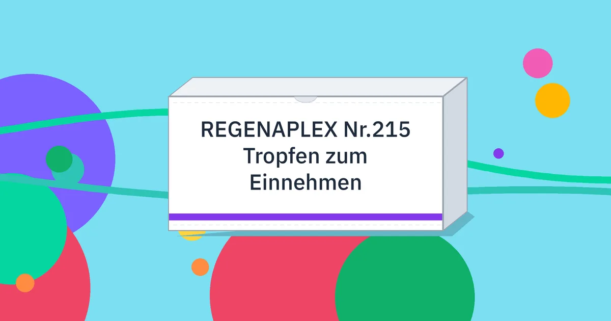 Symbolbild: Packung mit der Aufschrift REGENAPLEX Nr.215 Tropfen zum Einnehmen (PZN 02643831) – Verfügbarkeit und Bezug in Apotheken in Frankfurt am Main