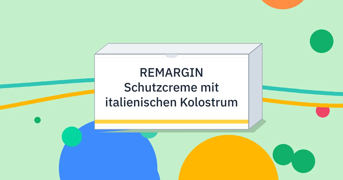 Symbolbild: Packung mit der Aufschrift REMARGIN Schutzcreme mit italienischen Kolostrum (PZN 19079234) – Verfügbarkeit und Bezug in Apotheken in Frankfurt am Main