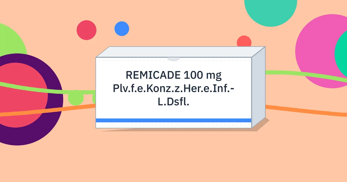 Symbolbild: Packung mit der Aufschrift REMICADE 100 mg Plv.f.e.Konz.z.Her.e.Inf.-L.Dsfl. (PZN 06140110) – Verfügbarkeit und Bezug in Apotheken in Frankfurt am Main