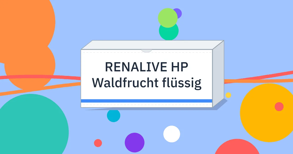 Symbolbild: Packung mit der Aufschrift RENALIVE HP Waldfrucht flüssig (PZN 20181179) – Verfügbarkeit und Bezug in Apotheken in Frankfurt am Main