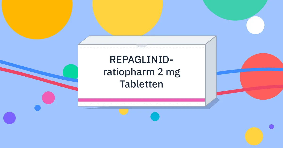 Symbolbild: Packung mit der Aufschrift REPAGLINID-ratiopharm 2 mg Tabletten (PZN 03055591) – Verfügbarkeit und Bezug in Apotheken in Frankfurt am Main