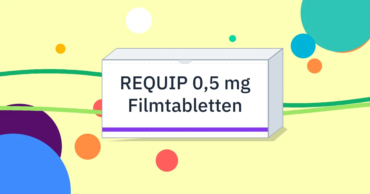 Symbolbild: Packung mit der Aufschrift REQUIP 0,5 mg Filmtabletten (PZN 07721949) – Verfügbarkeit und Bezug in Apotheken in Frankfurt am Main