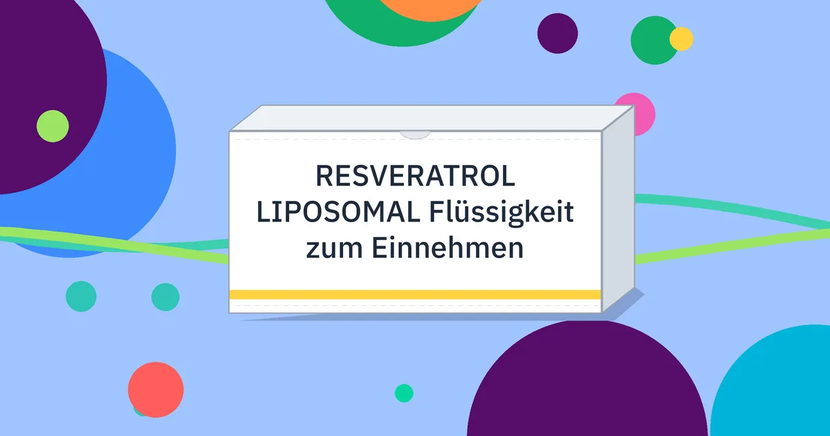 Symbolbild: Packung mit der Aufschrift RESVERATROL LIPOSOMAL Flüssigkeit zum Einnehmen (PZN 19073987) – Verfügbarkeit und Bezug in Apotheken in Frankfurt am Main