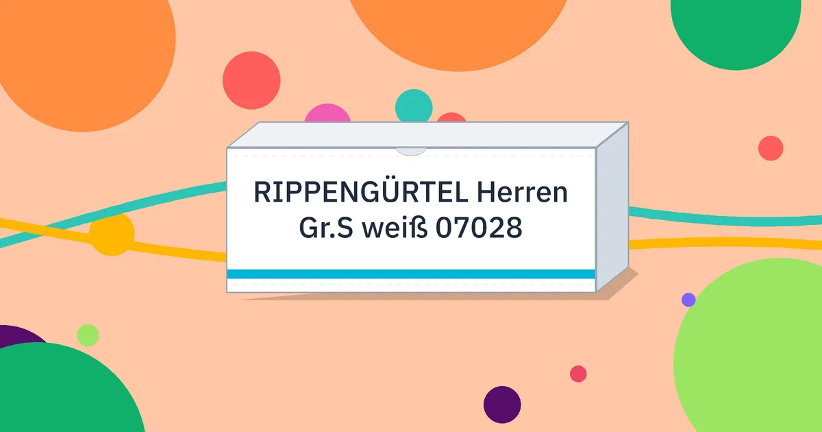 Symbolbild: Packung mit der Aufschrift RIPPENGÜRTEL Herren Gr.S weiß 07028 (PZN 02383867) – Verfügbarkeit und Bezug in Apotheken in Frankfurt am Main