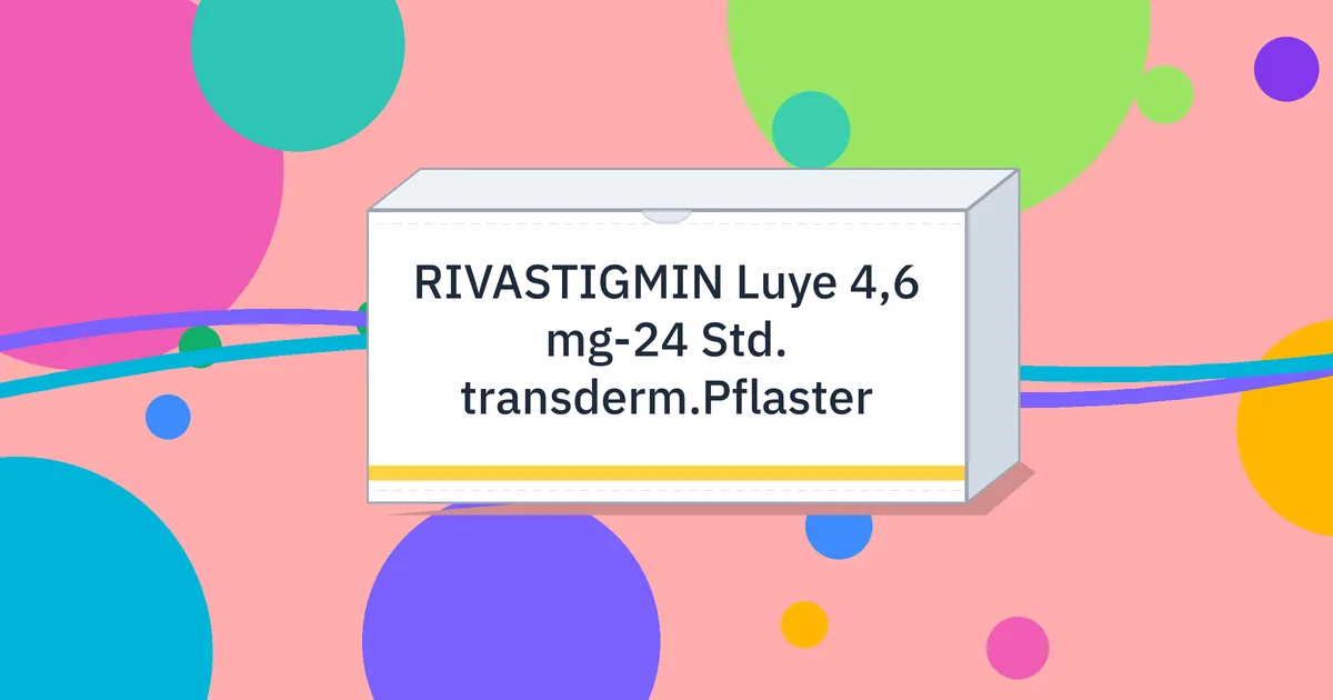 Symbolbild: Packung mit der Aufschrift RIVASTIGMIN Luye 4,6 mg-24 Std. transderm.Pflaster (PZN 12147292) – Verfügbarkeit und Bezug in Apotheken in Frankfurt am Main