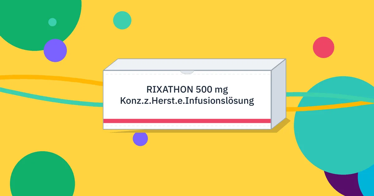 Symbolbild: Packung mit der Aufschrift RIXATHON 500 mg Konz.z.Herst.e.Infusionslösung (PZN 14356611) – Verfügbarkeit und Bezug in Apotheken in Frankfurt am Main