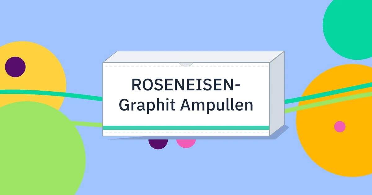 Symbolbild: Packung mit der Aufschrift ROSENEISEN-Graphit Ampullen (PZN 02086721) – Verfügbarkeit und Bezug in Apotheken in Frankfurt am Main