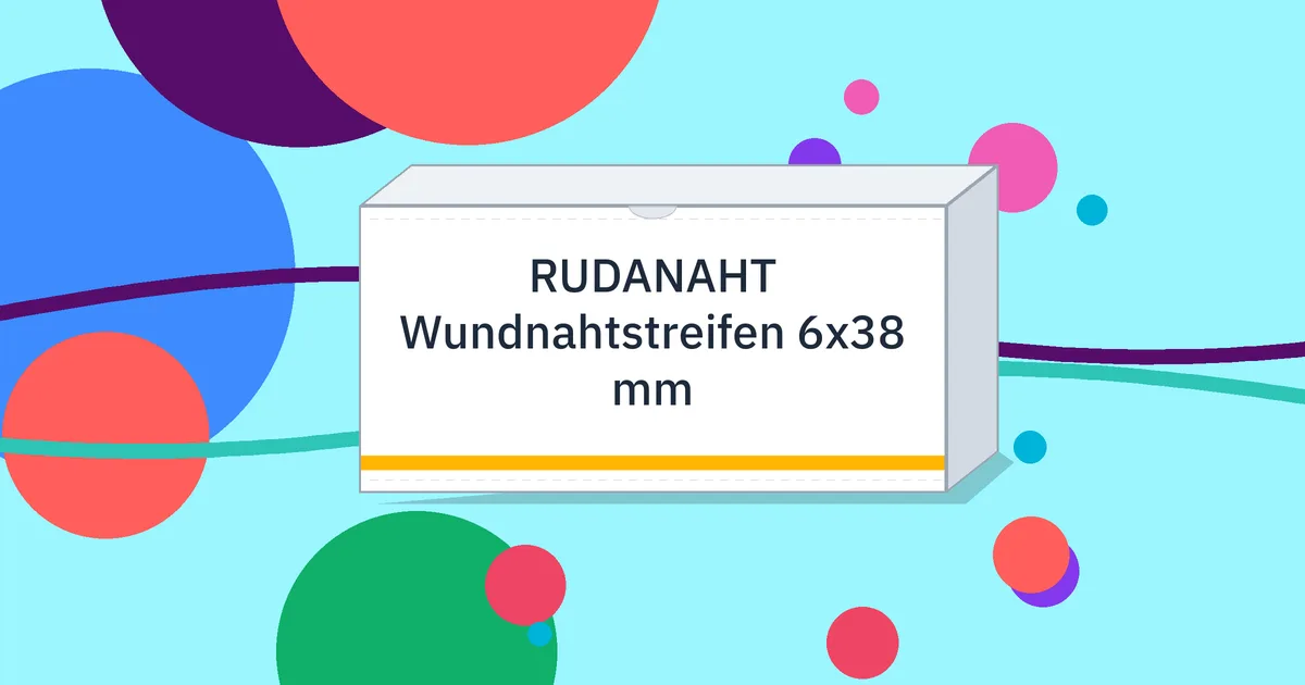 Symbolbild: Packung mit der Aufschrift RUDANAHT Wundnahtstreifen 6x38 mm (PZN 15892702) – Verfügbarkeit und Bezug in Apotheken in Frankfurt am Main