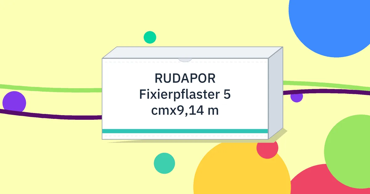 Symbolbild: Packung mit der Aufschrift RUDAPOR Fixierpflaster 5 cmx9,14 m (PZN 15892926) – Verfügbarkeit und Bezug in Apotheken in Frankfurt am Main