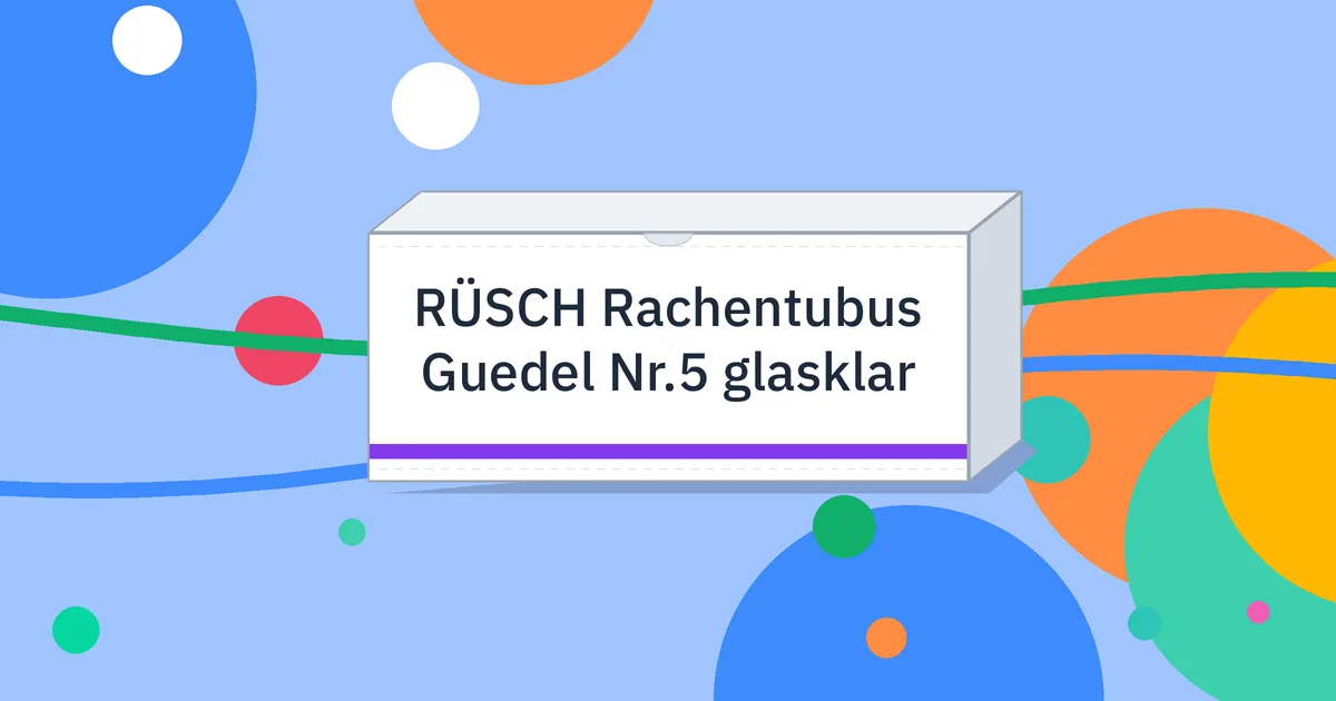 Symbolbild: Packung mit der Aufschrift RÜSCH Rachentubus Guedel Nr.5 glasklar (PZN 03651376) – Verfügbarkeit und Bezug in Apotheken in Frankfurt am Main