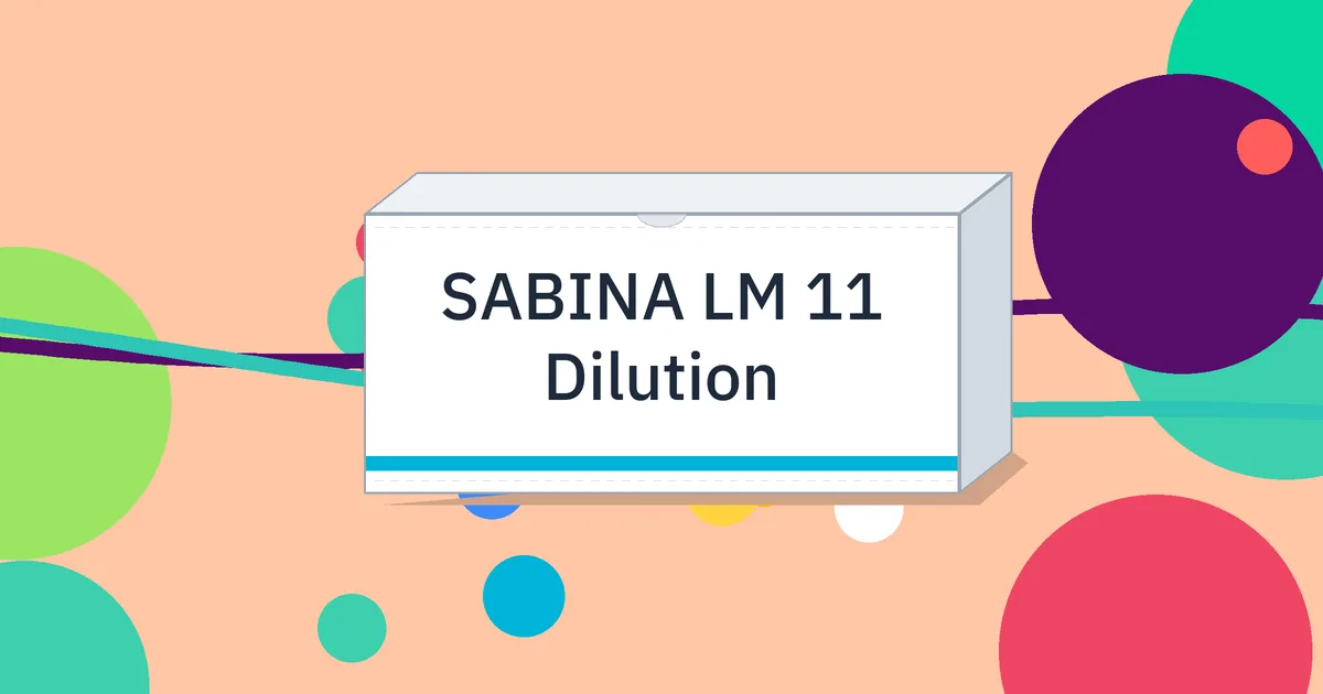 Symbolbild: Packung mit der Aufschrift SABINA LM 11 Dilution (PZN 13175853) – Verfügbarkeit und Bezug in Apotheken in Frankfurt am Main