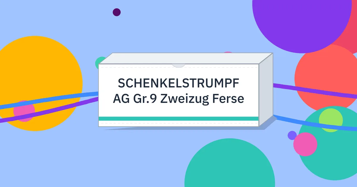Symbolbild: Packung mit der Aufschrift SCHENKELSTRUMPF AG Gr.9 Zweizug Ferse (PZN 01738280) – Verfügbarkeit und Bezug in Apotheken in Frankfurt am Main