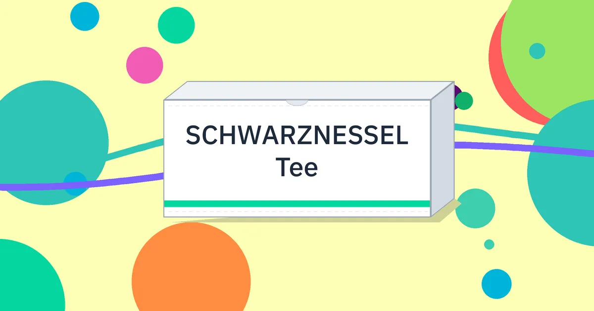 Symbolbild: Packung mit der Aufschrift SCHWARZNESSEL Tee (PZN 19549869) – Verfügbarkeit und Bezug in Apotheken in Frankfurt am Main