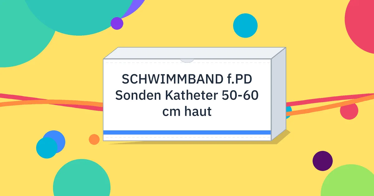 Symbolbild: Packung mit der Aufschrift SCHWIMMBAND f.PD Sonden Katheter 50-60 cm haut (PZN 15391472) – Verfügbarkeit und Bezug in Apotheken in Frankfurt am Main