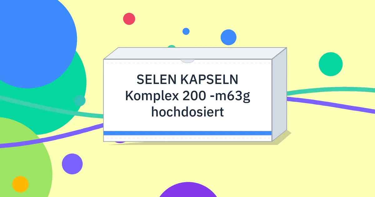Symbolbild: Packung mit der Aufschrift SELEN KAPSELN Komplex 200 -m63g hochdosiert (PZN 17203747) – Verfügbarkeit und Bezug in Apotheken in Frankfurt am Main