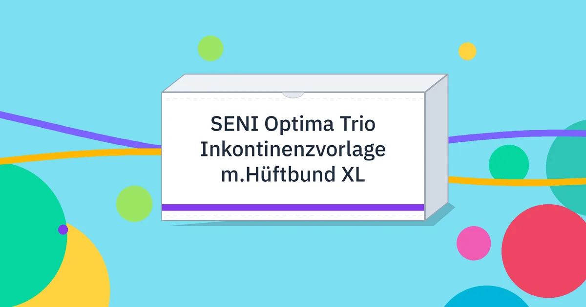 Symbolbild: Packung mit der Aufschrift SENI Optima Trio Inkontinenzvorlage m.Hüftbund XL (PZN 03157357) – Verfügbarkeit und Bezug in Apotheken in Frankfurt am Main