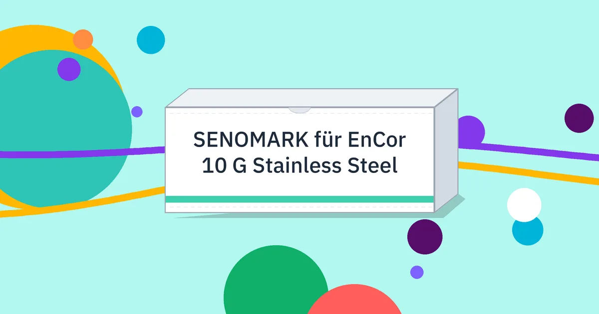 Symbolbild: Packung mit der Aufschrift SENOMARK für EnCor 10 G Stainless Steel (PZN 03565872) – Verfügbarkeit und Bezug in Apotheken in Frankfurt am Main