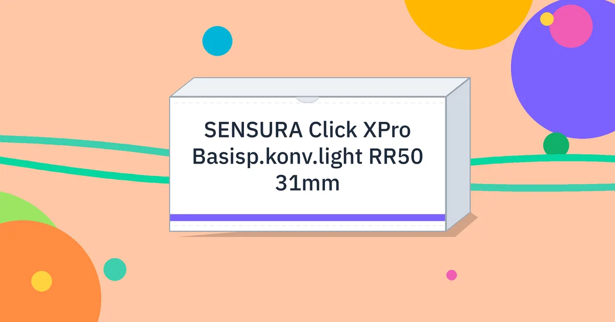 Symbolbild: Packung mit der Aufschrift SENSURA Click XPro Basisp.konv.light RR50 31mm (PZN 07212107) – Verfügbarkeit und Bezug in Apotheken in Frankfurt am Main