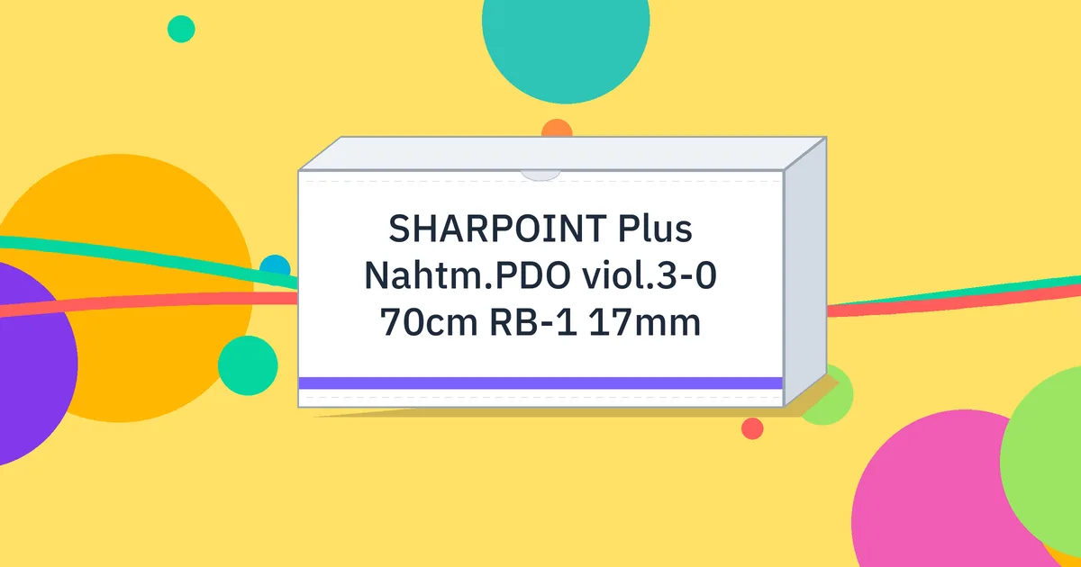 Symbolbild: Packung mit der Aufschrift SHARPOINT Plus Nahtm.PDO viol.3-0 70cm RB-1 17mm (PZN 17994192) – Verfügbarkeit und Bezug in Apotheken in Frankfurt am Main