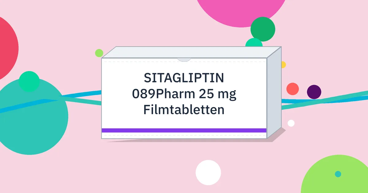 Symbolbild: Packung mit der Aufschrift SITAGLIPTIN 089Pharm 25 mg Filmtabletten (PZN 18456893) – Verfügbarkeit und Bezug in Apotheken in Frankfurt am Main