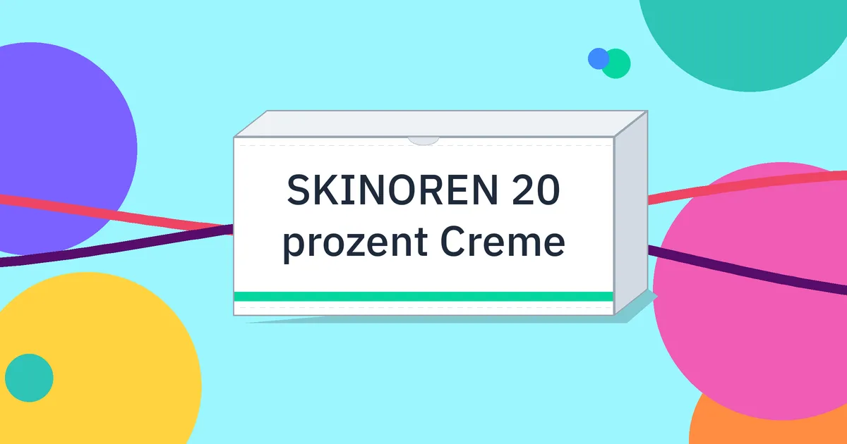 Symbolbild: Packung mit der Aufschrift SKINOREN 20 prozent Creme (PZN 03886814) – Verfügbarkeit und Bezug in Apotheken in Frankfurt am Main