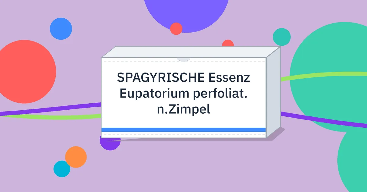 Symbolbild: Packung mit der Aufschrift SPAGYRISCHE Essenz Eupatorium perfoliat. n.Zimpel (PZN 00916578) – Verfügbarkeit und Bezug in Apotheken in Frankfurt am Main
