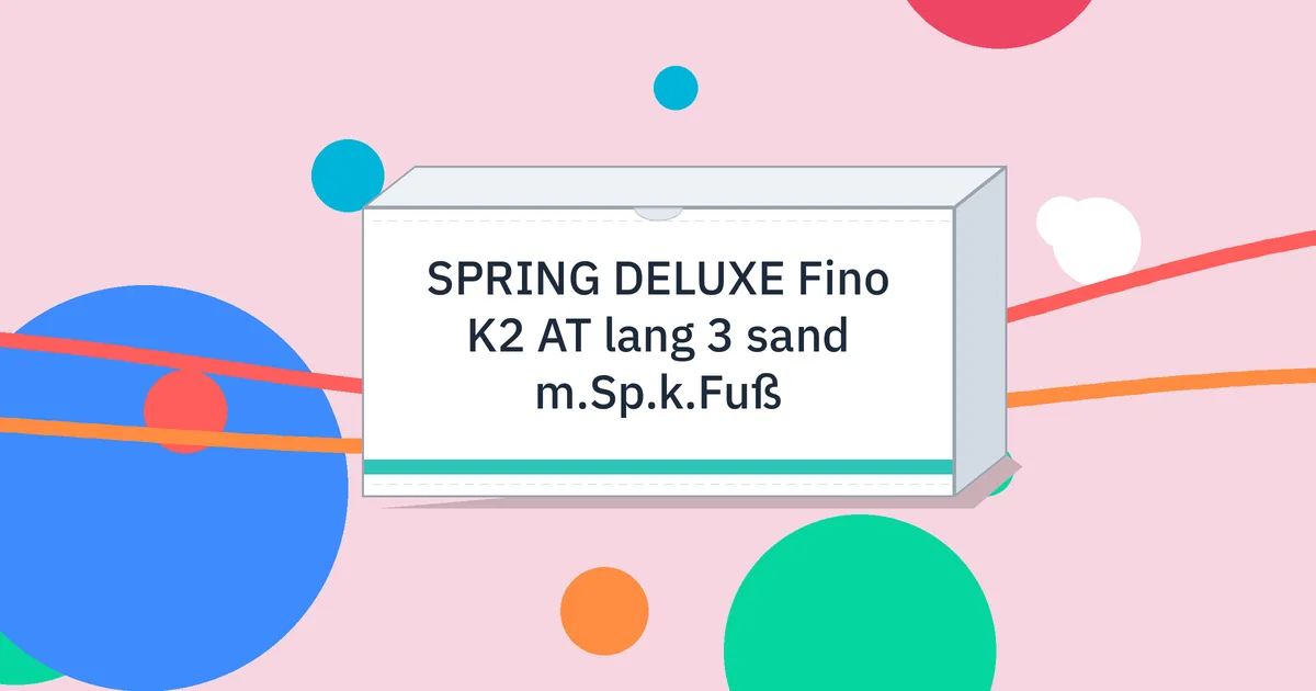 Symbolbild: Packung mit der Aufschrift SPRING DELUXE Fino K2 AT lang 3 sand m.Sp.k.Fuß (PZN 13959158) – Verfügbarkeit und Bezug in Apotheken in Frankfurt am Main