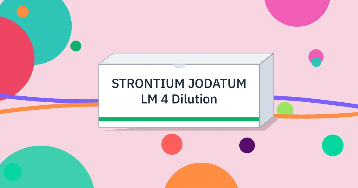 Symbolbild: Packung mit der Aufschrift STRONTIUM JODATUM LM 4 Dilution (PZN 13203897) – Verfügbarkeit und Bezug in Apotheken in Frankfurt am Main