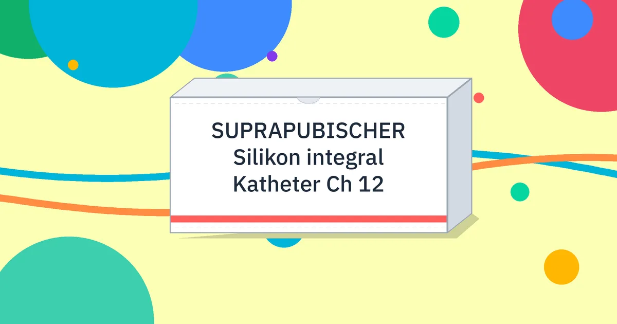 Symbolbild: Packung mit der Aufschrift SUPRAPUBISCHER Silikon integral Katheter Ch 12 (PZN 13163376) – Verfügbarkeit und Bezug in Apotheken in Frankfurt am Main