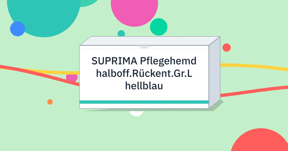Symbolbild: Packung mit der Aufschrift SUPRIMA Pflegehemd halboff.Rückent.Gr.L hellblau (PZN 09785646) – Verfügbarkeit und Bezug in Apotheken in Frankfurt am Main