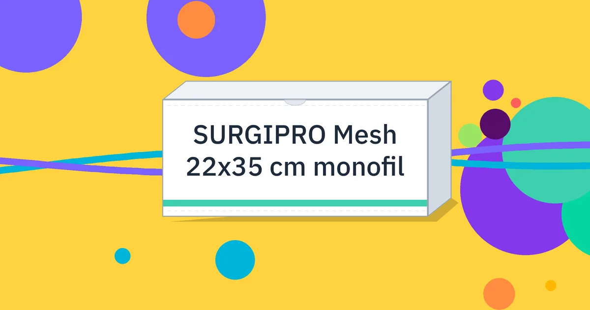 Symbolbild: Packung mit der Aufschrift SURGIPRO Mesh 22x35 cm monofil (PZN 00568700) – Verfügbarkeit und Bezug in Apotheken in Frankfurt am Main