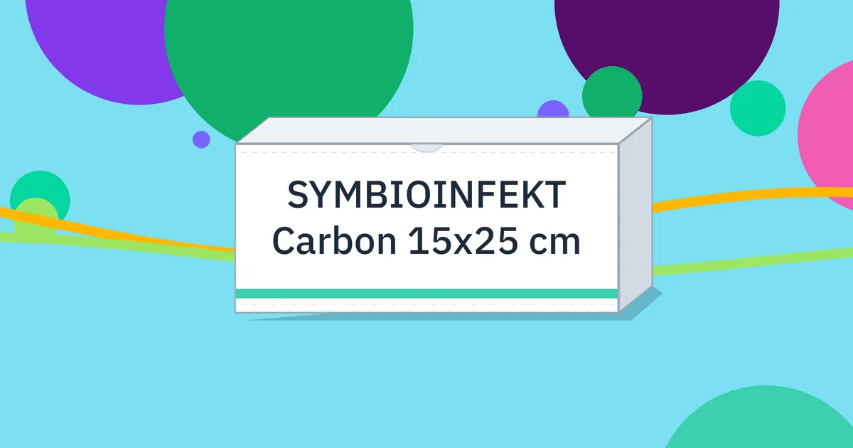 Symbolbild: Packung mit der Aufschrift SYMBIOINFEKT Carbon 15x25 cm (PZN 11850138) – Verfügbarkeit und Bezug in Apotheken in Frankfurt am Main