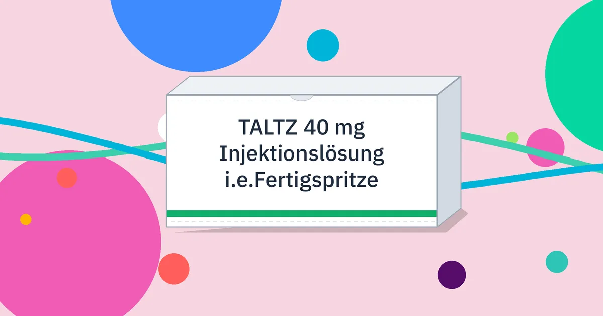Symbolbild: Packung mit der Aufschrift TALTZ 40 mg Injektionslösung i.e.Fertigspritze (PZN 19791599) – Verfügbarkeit und Bezug in Apotheken in Frankfurt am Main