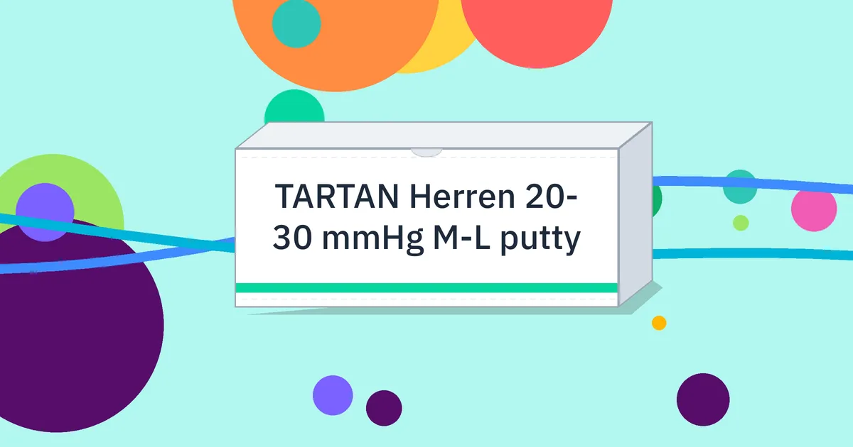 Symbolbild: Packung mit der Aufschrift TARTAN Herren 20-30 mmHg M-L putty (PZN 20112267) – Verfügbarkeit und Bezug in Apotheken in Frankfurt am Main