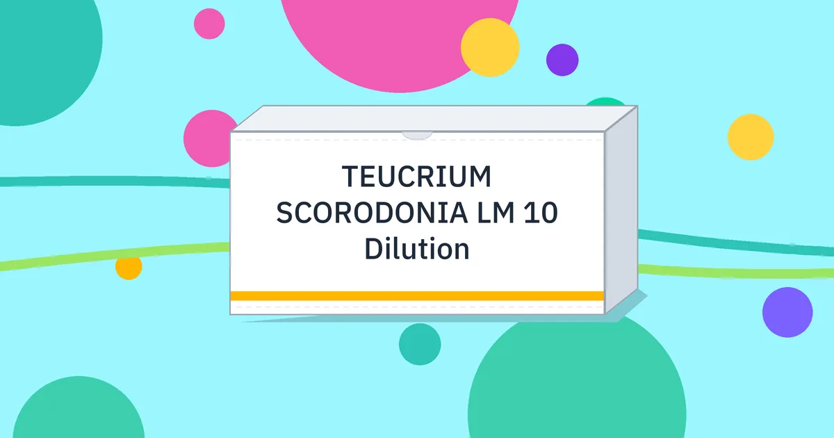 Symbolbild: Packung mit der Aufschrift TEUCRIUM SCORODONIA LM 10 Dilution (PZN 13217528) – Verfügbarkeit und Bezug in Apotheken in Frankfurt am Main