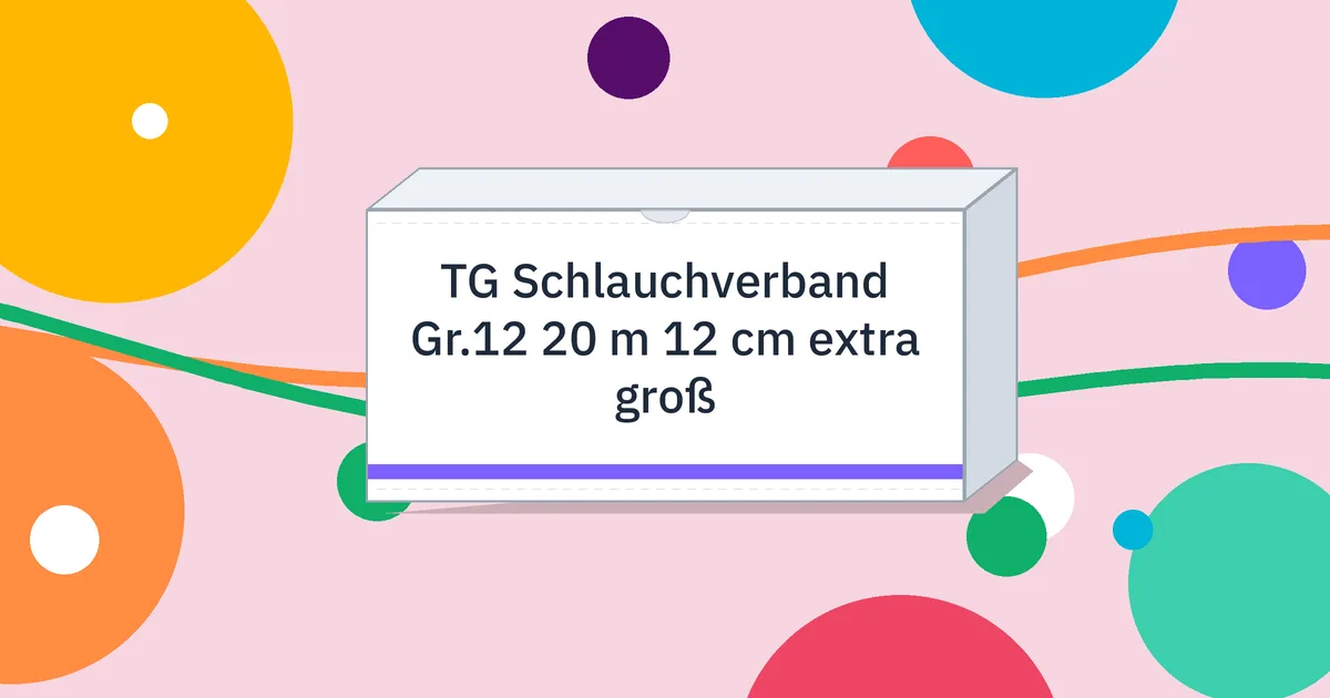 Symbolbild: Packung mit der Aufschrift TG Schlauchverband Gr.12 20 m 12 cm extra groß (PZN 12774994) – Verfügbarkeit und Bezug in Apotheken in Frankfurt am Main
