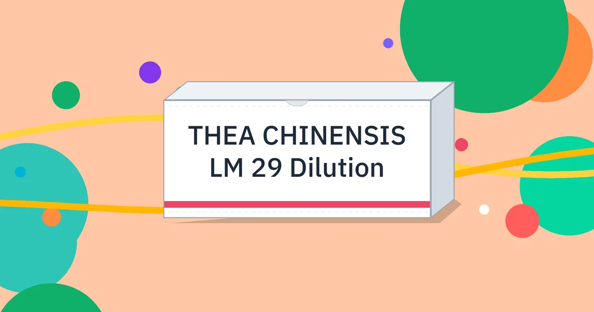 Symbolbild: Packung mit der Aufschrift THEA CHINENSIS LM 29 Dilution (PZN 13219504) – Verfügbarkeit und Bezug in Apotheken in Frankfurt am Main