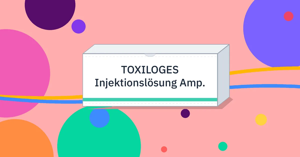 Symbolbild: Packung mit der Aufschrift TOXILOGES Injektionslösung Amp. (PZN 13704027) – Verfügbarkeit und Bezug in Apotheken in Frankfurt am Main