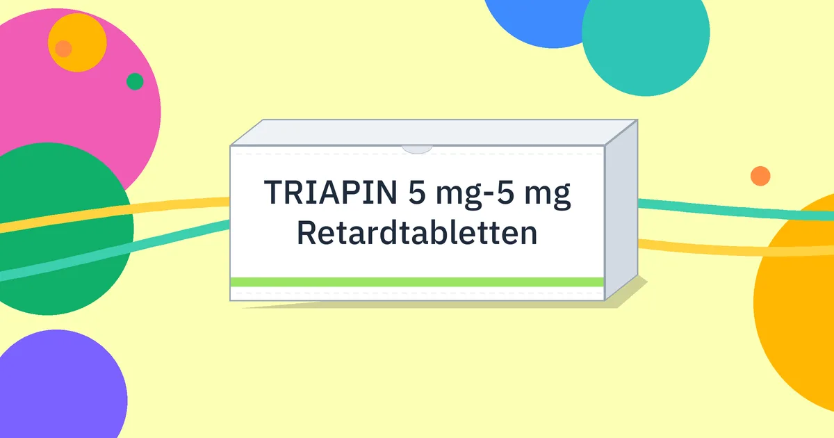 Symbolbild: Packung mit der Aufschrift TRIAPIN 5 mg-5 mg Retardtabletten (PZN 14016200) – Verfügbarkeit und Bezug in Apotheken in Frankfurt am Main