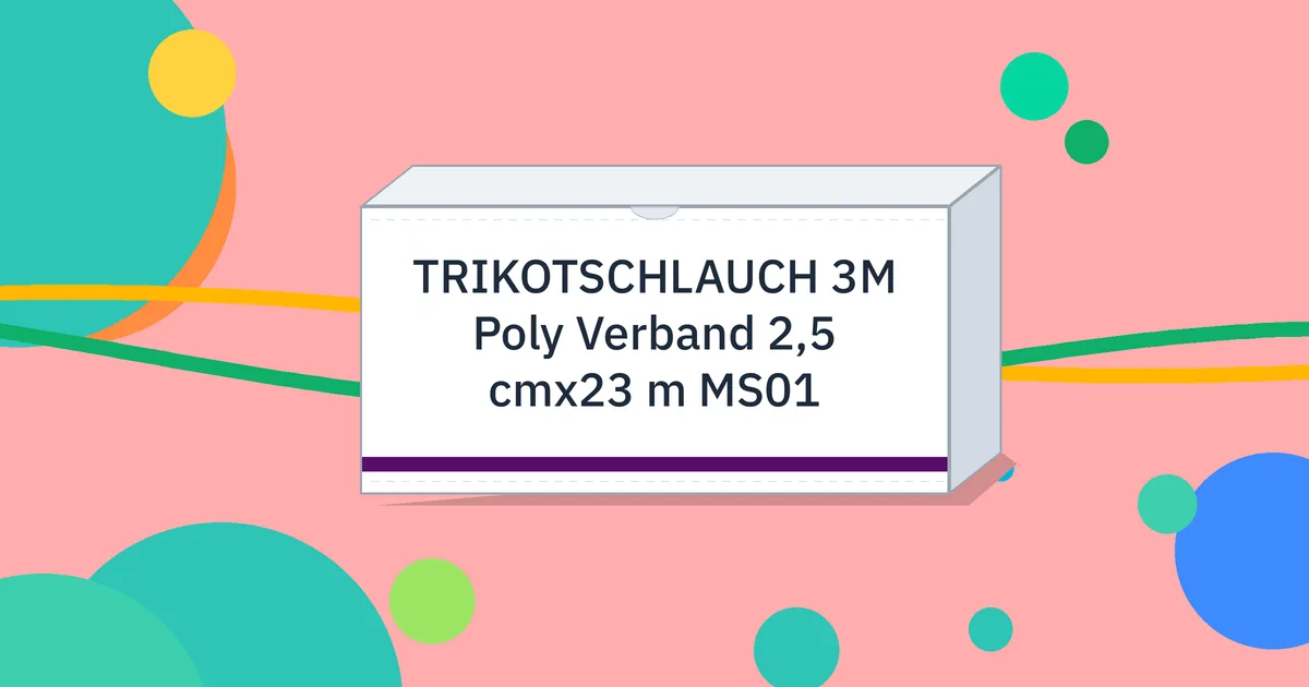 Symbolbild: Packung mit der Aufschrift TRIKOTSCHLAUCH 3M Poly Verband 2,5 cmx23 m MS01 (PZN 06470184) – Verfügbarkeit und Bezug in Apotheken in Frankfurt am Main