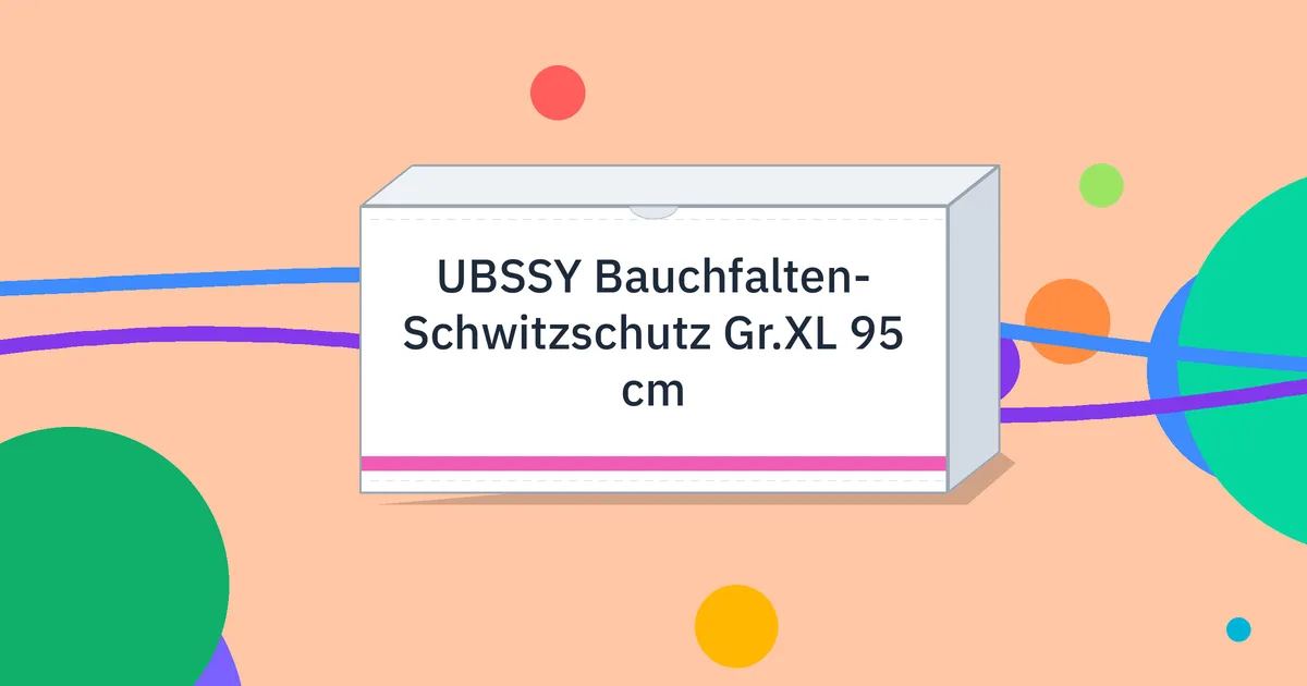 Symbolbild: Packung mit der Aufschrift UBSSY Bauchfalten-Schwitzschutz Gr.XL 95 cm (PZN 16322355) – Verfügbarkeit und Bezug in Apotheken in Frankfurt am Main