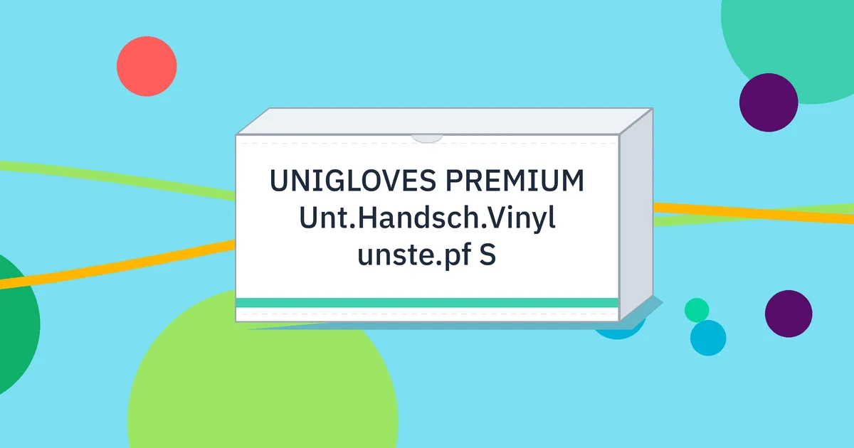 Symbolbild: Packung mit der Aufschrift UNIGLOVES PREMIUM Unt.Handsch.Vinyl unste.pf S (PZN 17820411) – Verfügbarkeit und Bezug in Apotheken in Frankfurt am Main
