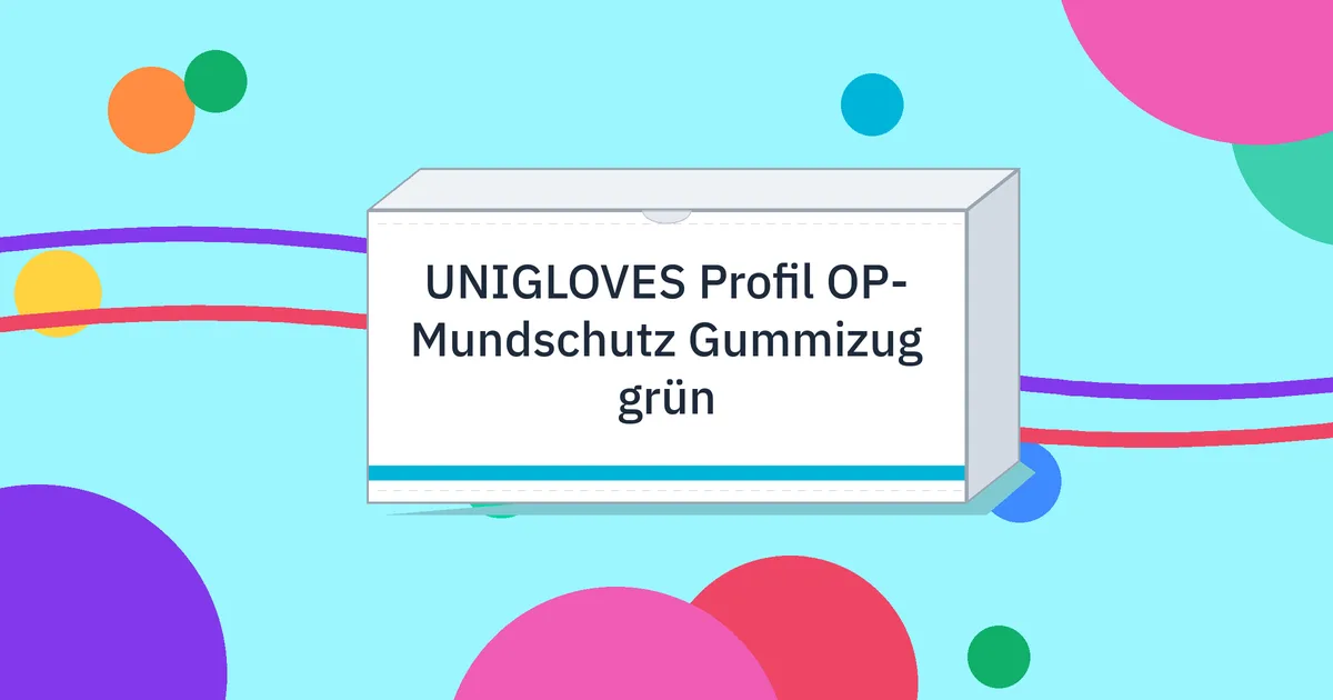 Symbolbild: Packung mit der Aufschrift UNIGLOVES Profil OP-Mundschutz Gummizug grün (PZN 00103409) – Verfügbarkeit und Bezug in Apotheken in Frankfurt am Main