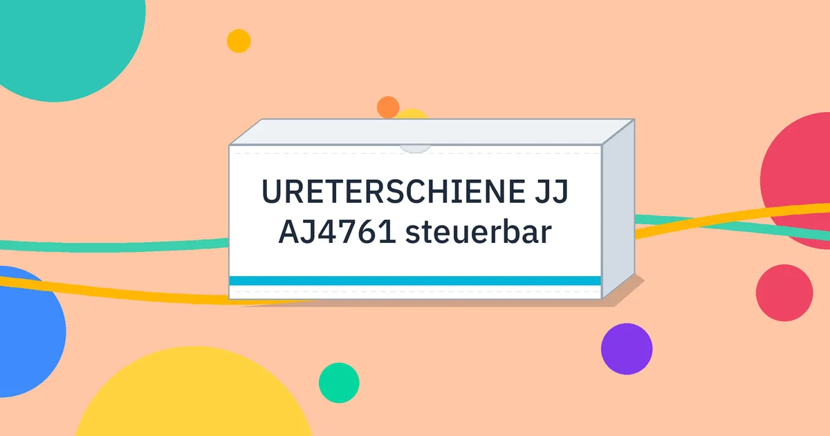 Symbolbild: Packung mit der Aufschrift URETERSCHIENE JJ AJ4761 steuerbar (PZN 00154737) – Verfügbarkeit und Bezug in Apotheken in Frankfurt am Main