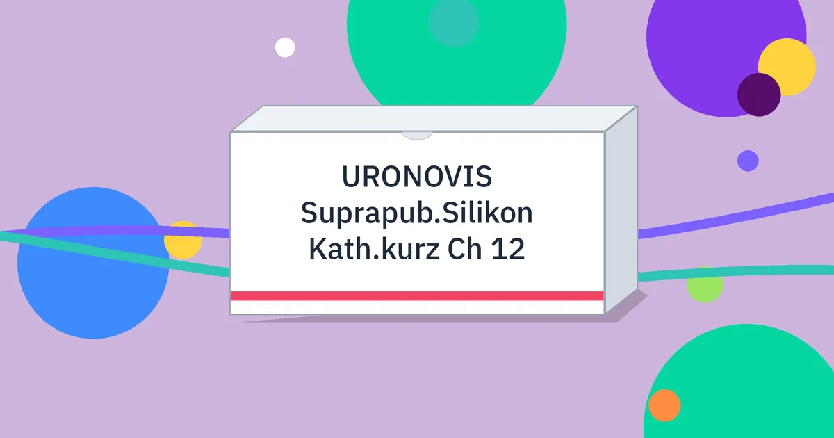 Symbolbild: Packung mit der Aufschrift URONOVIS Suprapub.Silikon Kath.kurz Ch 12 (PZN 02807310) – Verfügbarkeit und Bezug in Apotheken in Frankfurt am Main