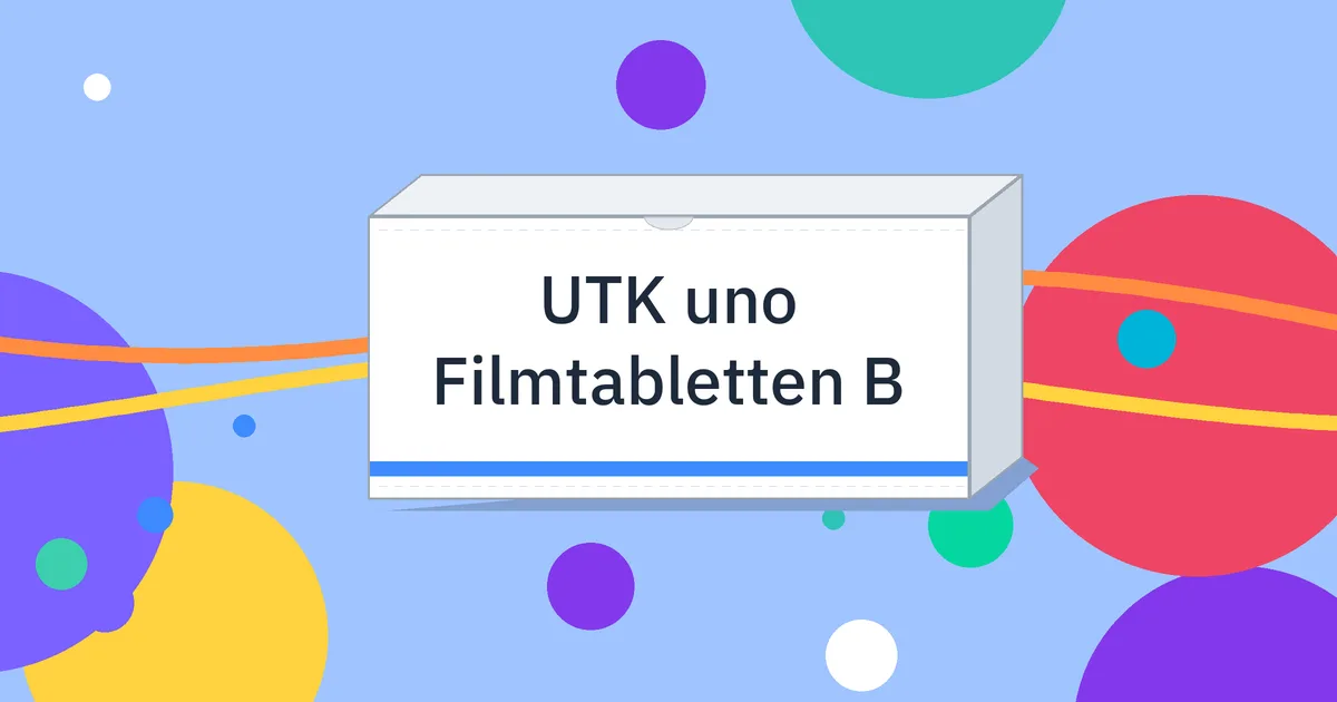 Symbolbild: Packung mit der Aufschrift UTK uno Filmtabletten B (PZN 01331331) – Verfügbarkeit und Bezug in Apotheken in Frankfurt am Main