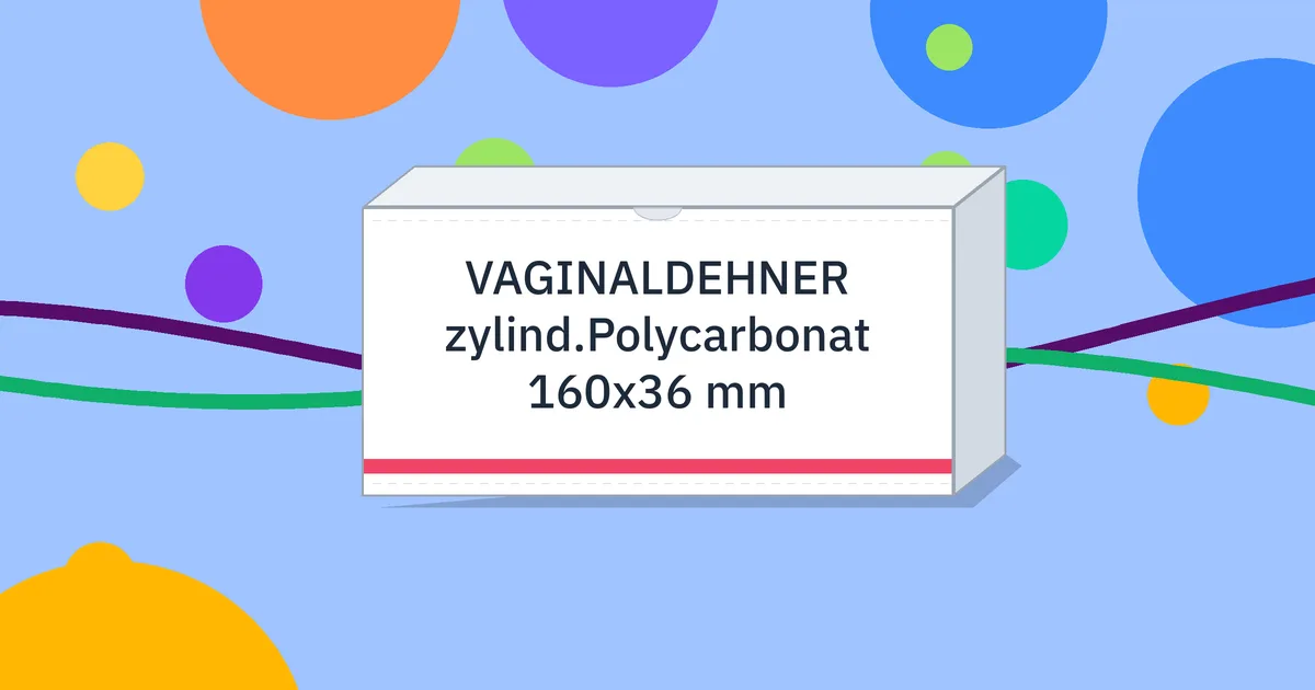 Symbolbild: Packung mit der Aufschrift VAGINALDEHNER zylind.Polycarbonat 160x36 mm (PZN 04021772) – Verfügbarkeit und Bezug in Apotheken in Frankfurt am Main
